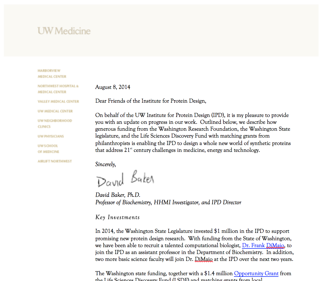 Letter from the Director – IPD Update – Institute for Protein Design